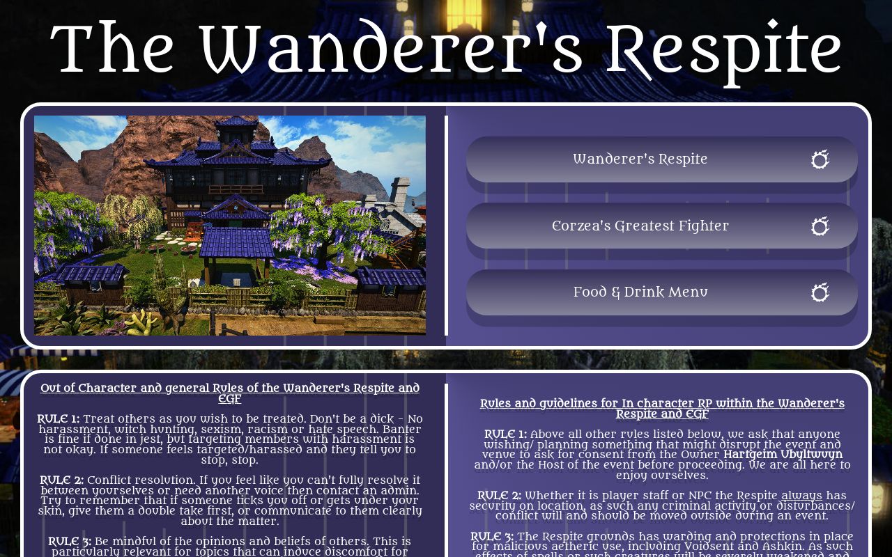 The Wanderer's Respite main menu